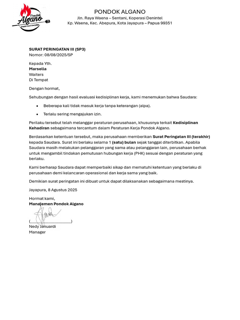 Surat Peringatan | PDF