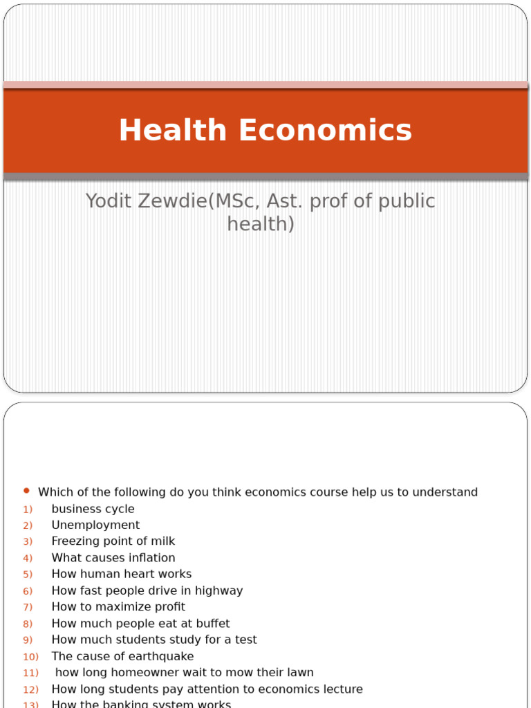 Introduction to Health Economics - Menelik (1) | PDF | Economics ...