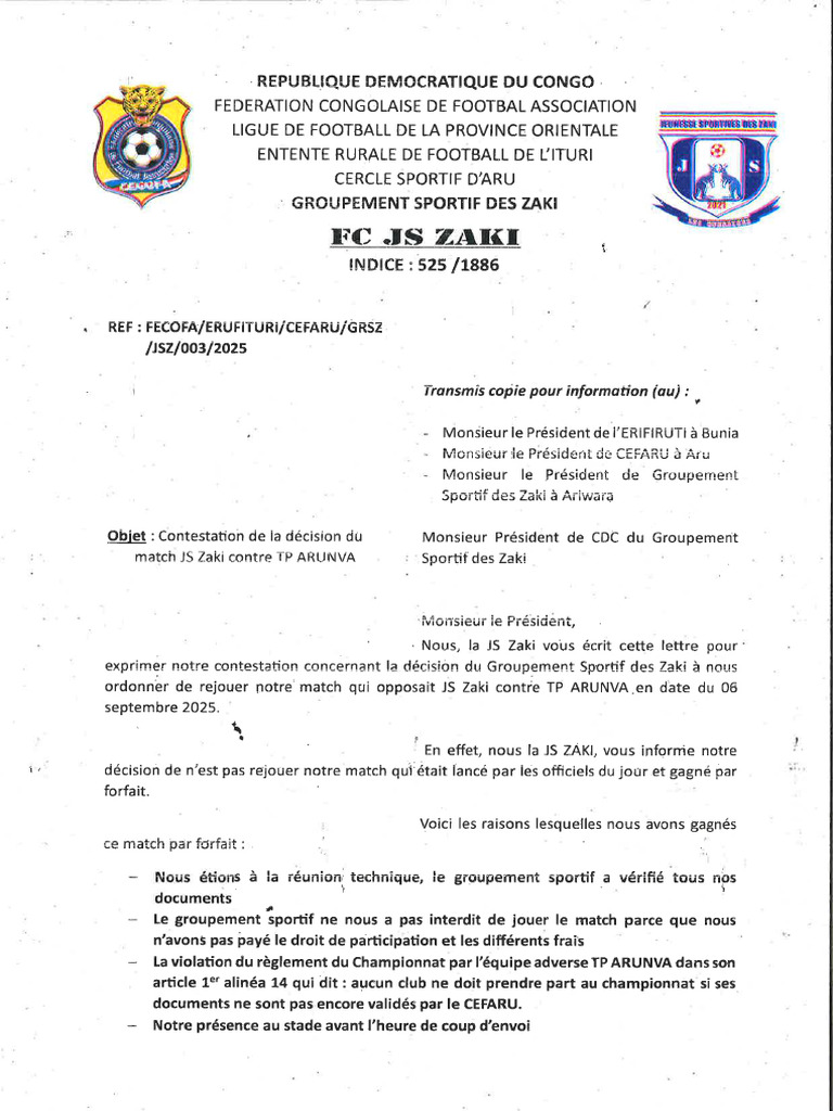 Lettre de Contestation | PDF