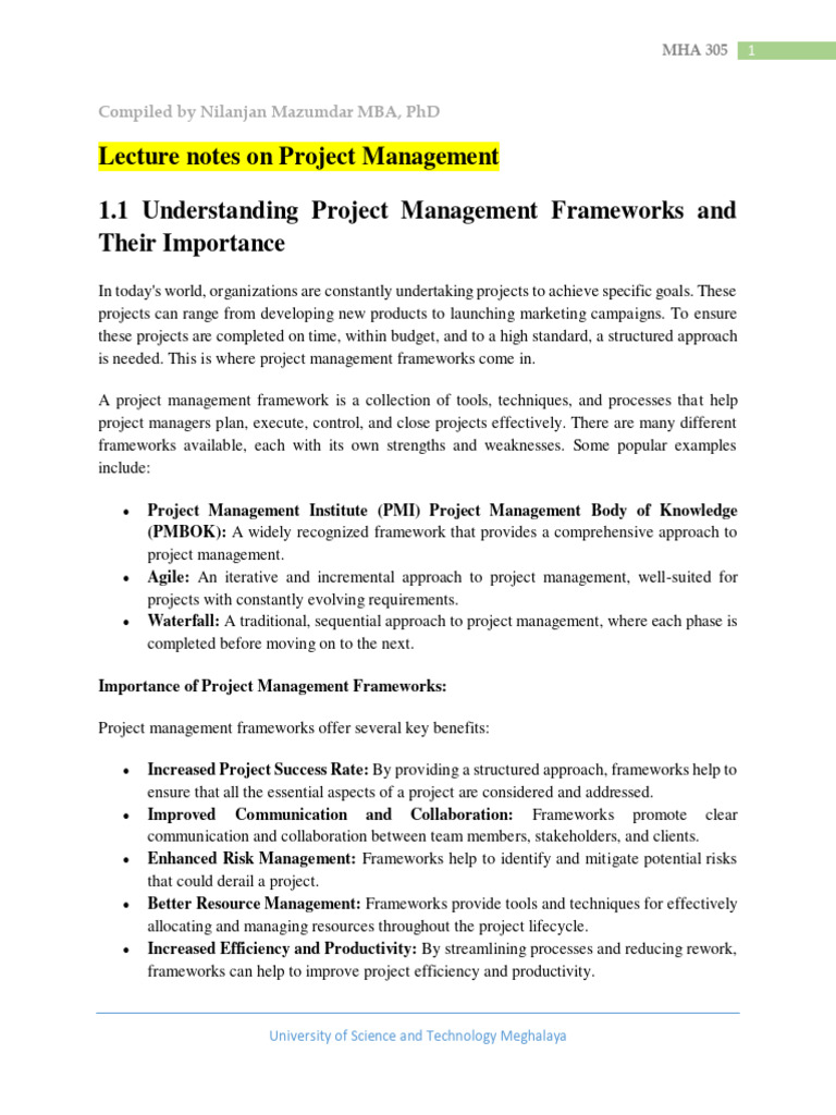 Project Management Frameworks Explained | PDF | Project Management ...