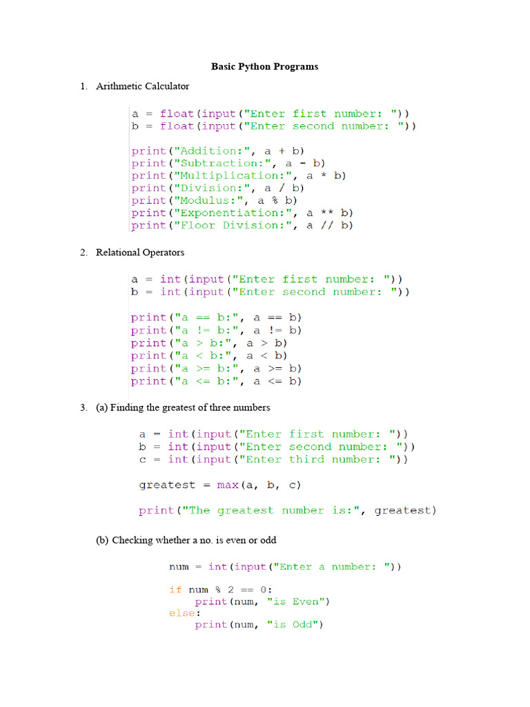 Basic Python Programs | PDF