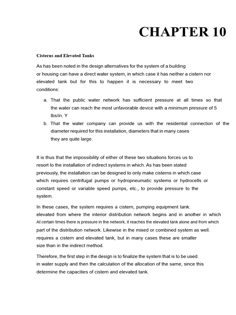 Cistern and Elevated Tank Design Guide | PDF | Water | Pump