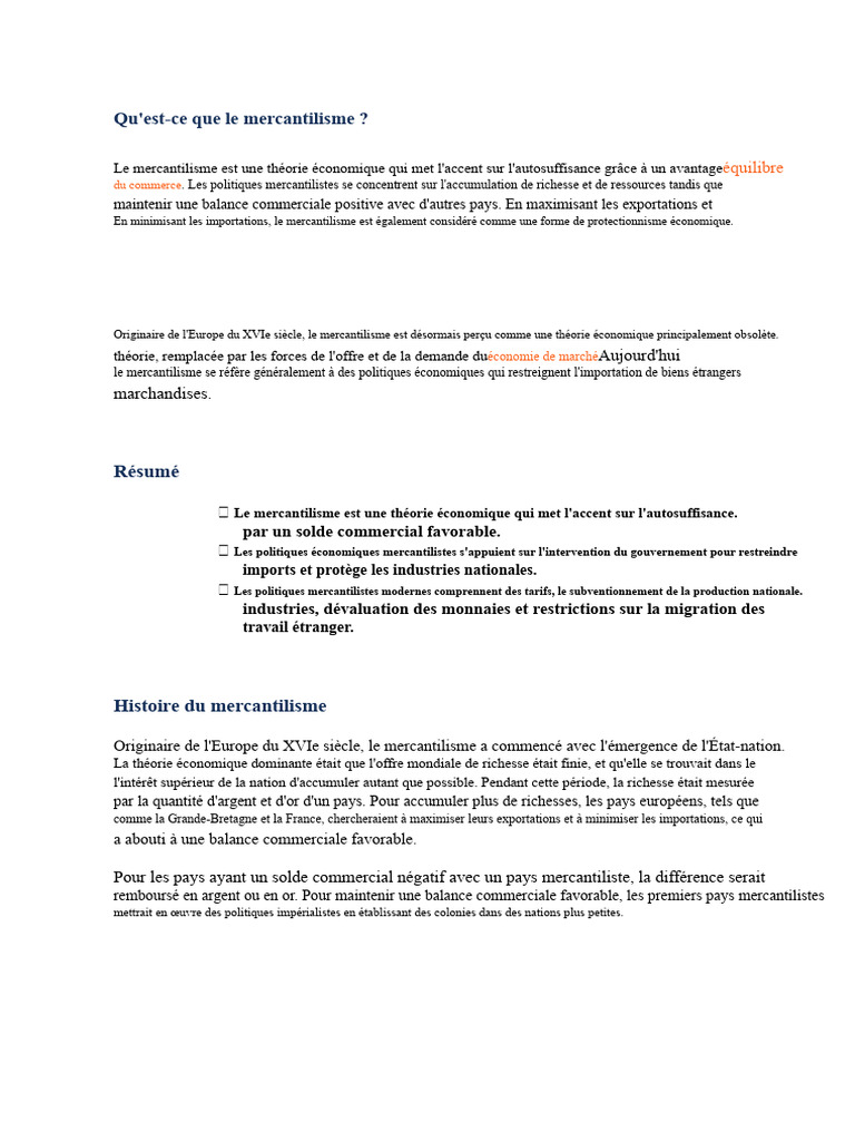 Comprendre le mercantilisme économique | PDF | Mercantilisme | Tarif