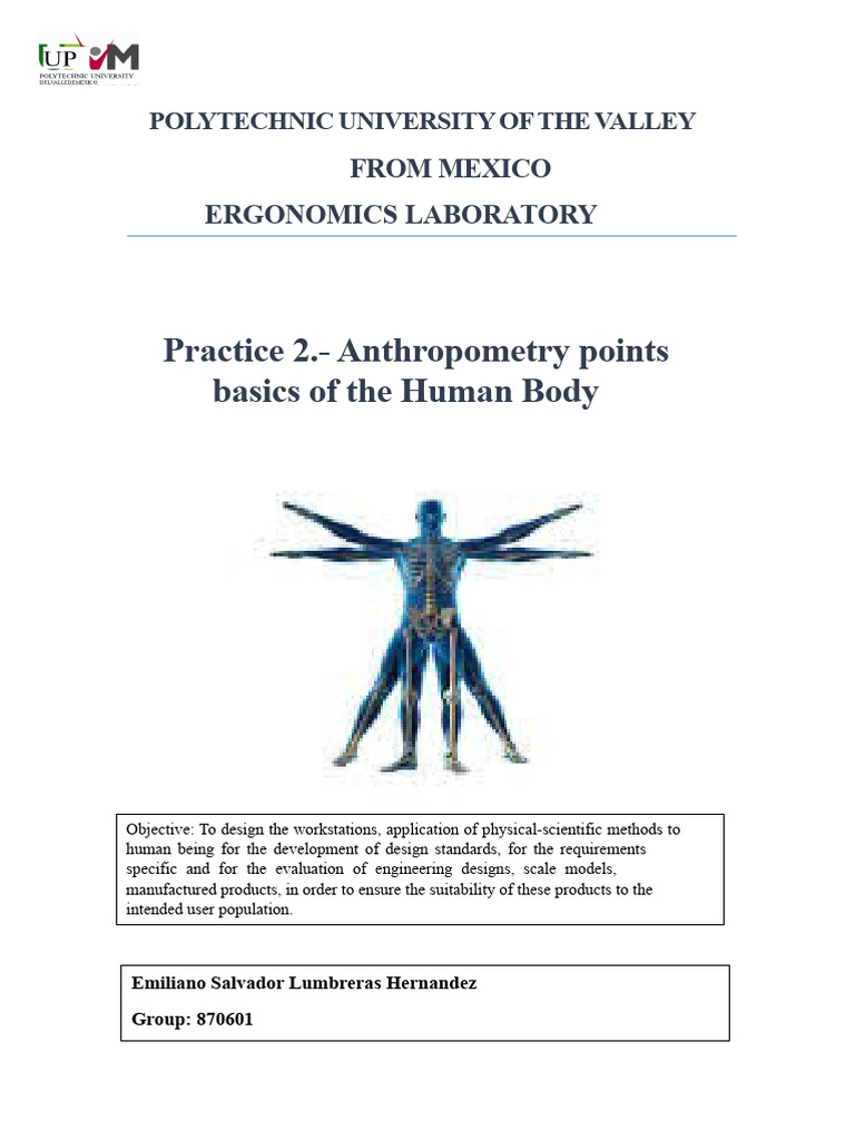 Practice 1 - Anthropometric Measurements - Ergonomics | PDF | Anthropometry