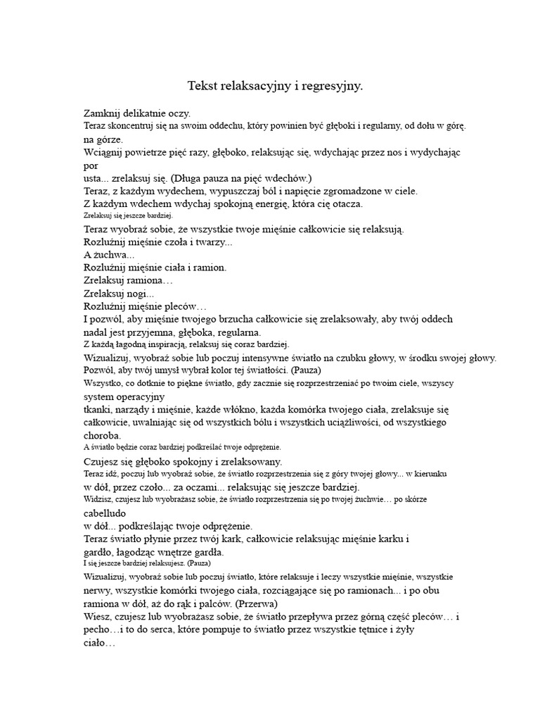 Tekst Relaksacji I Regresji | PDF