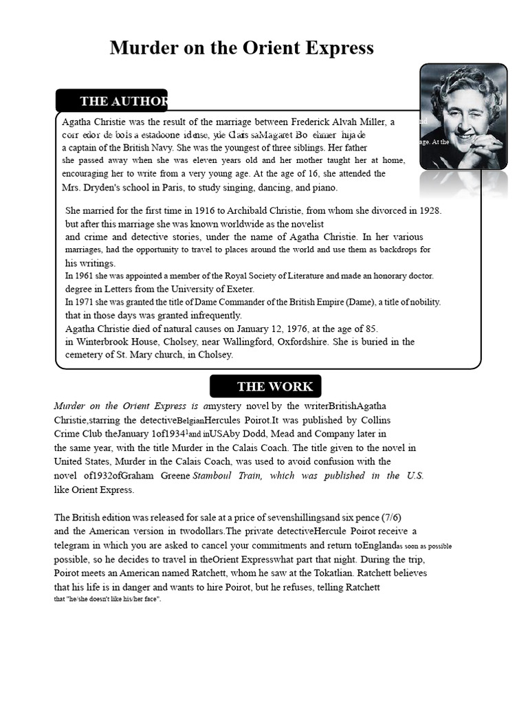 Murder On The Orient Express | PDF | Agatha Christie Characters ...