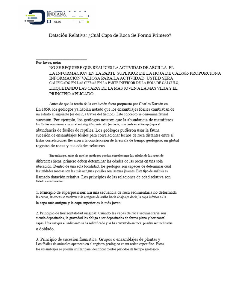 Datación Relativa de Capas de Roca | PDF | Roca (geología) | Geología