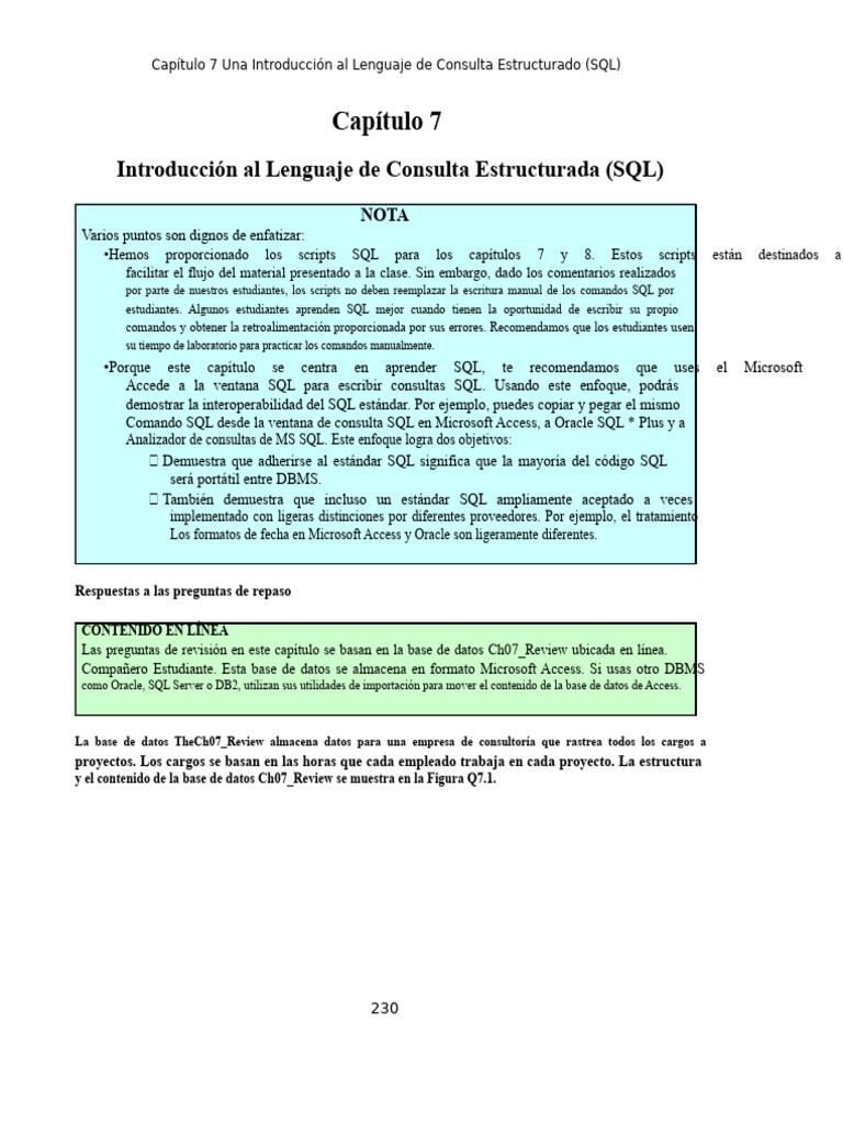 Soluciones de Dbms Capítulo 7 | PDF | SQL | Bases de datos