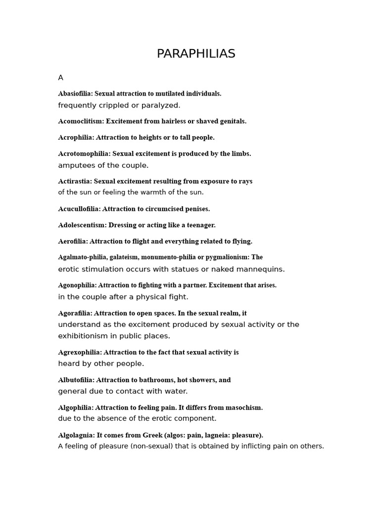 Comprehensive List of Paraphilias | PDF | Human Sexual Activity | Zoophilia