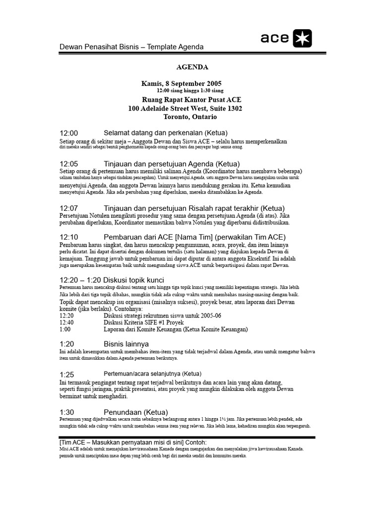Contoh Agenda Rapat | PDF