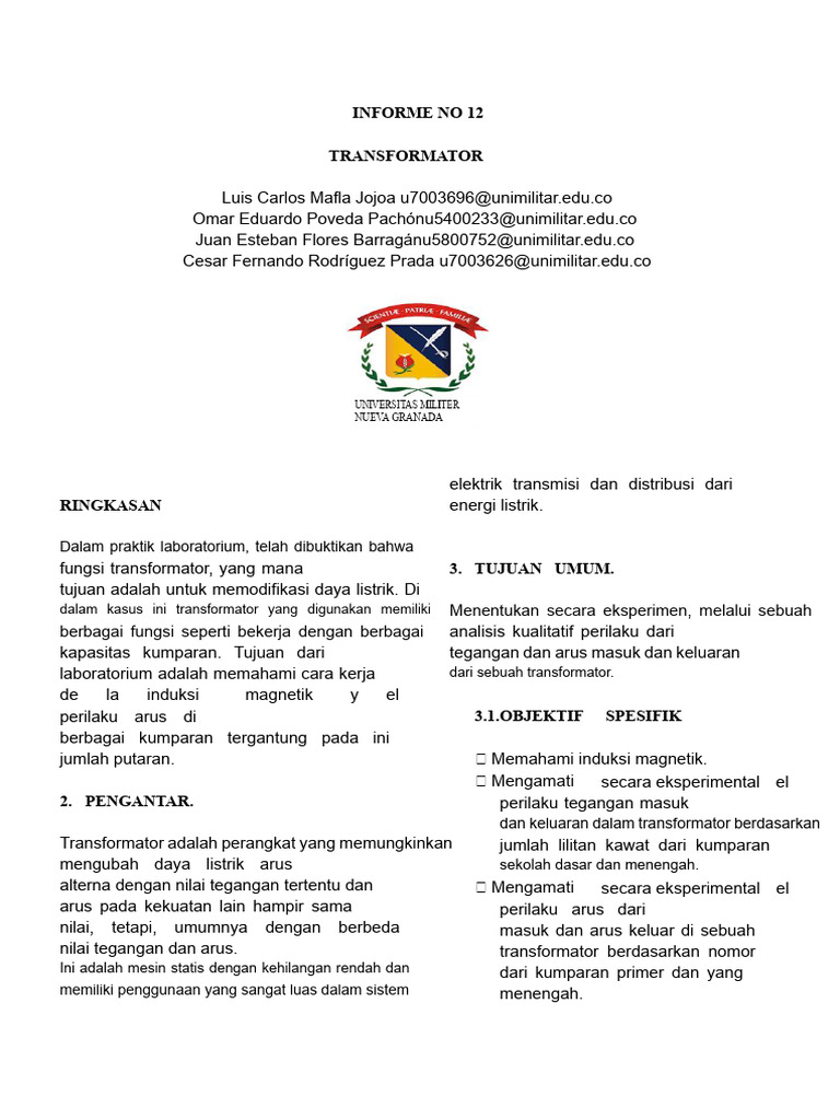Laporan No 12 Transformator | PDF