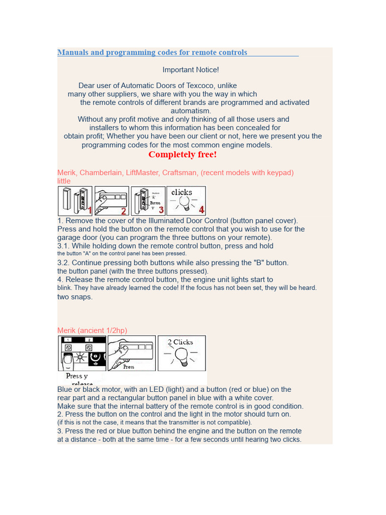 Manuals and programming codes for remote controls | PDF | Remote Control