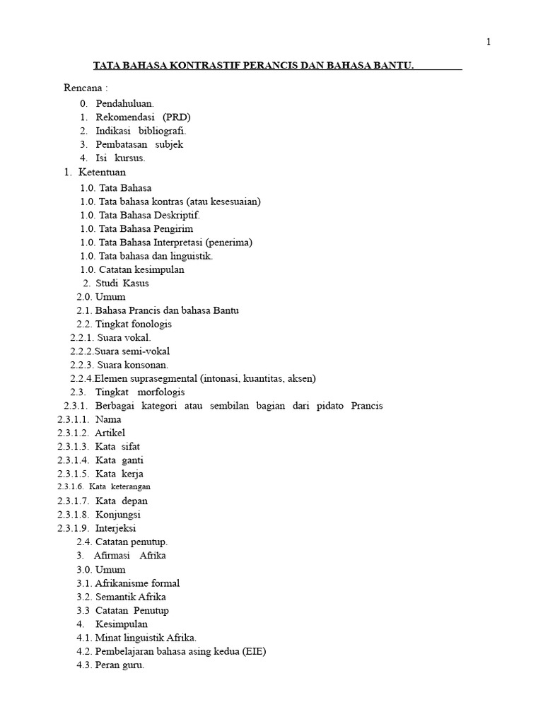 Kurs Tata Bahasa Kontras Antara Bahasa Prancis Dan Bahasa Bantu | PDF