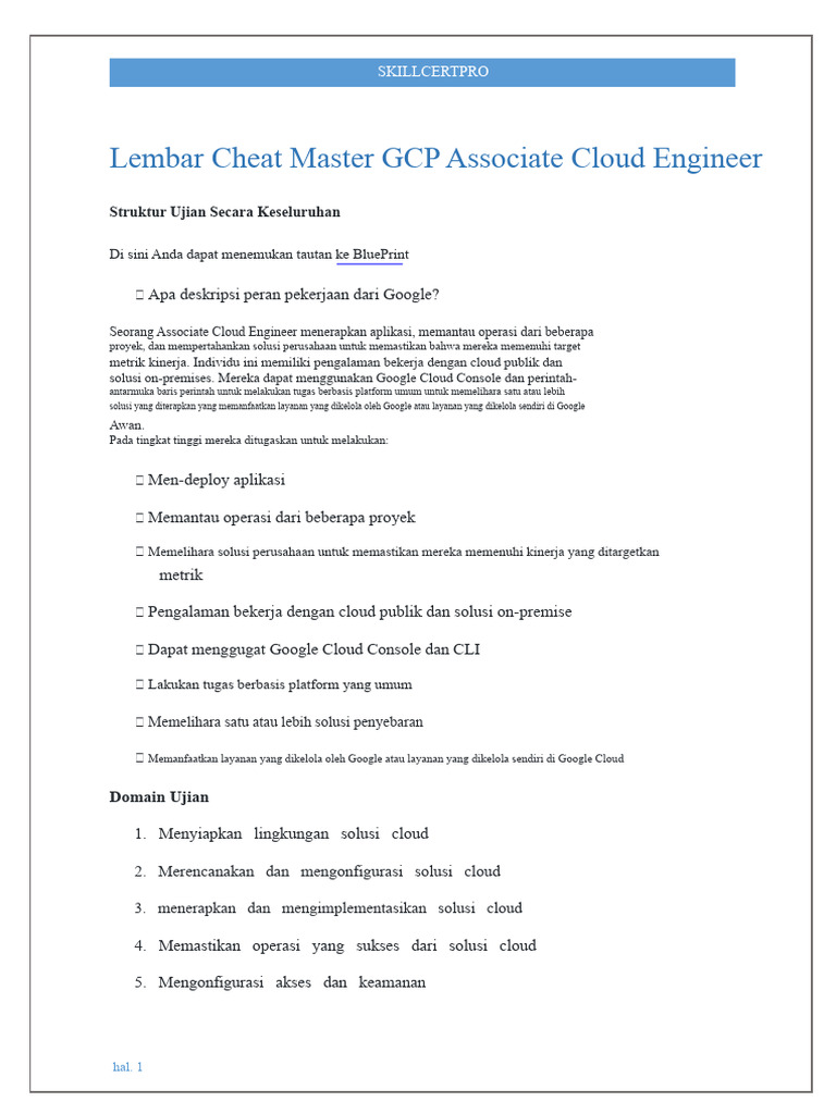 Cheat Sheet GCP Associate Cloud Engineer | PDF