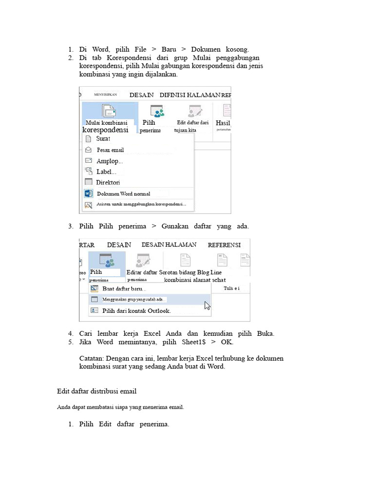 Panduan Penggabungan Korespondensi Word | PDF