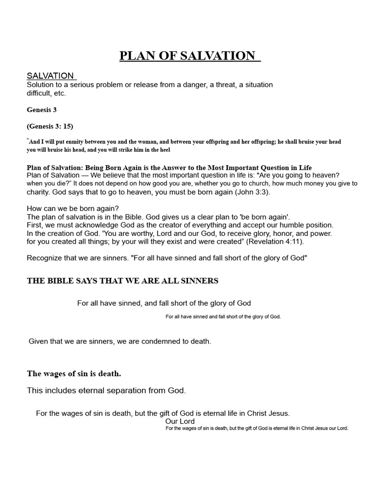 Plan of Salvation | PDF | Eternal Life (Christianity) | Salvation