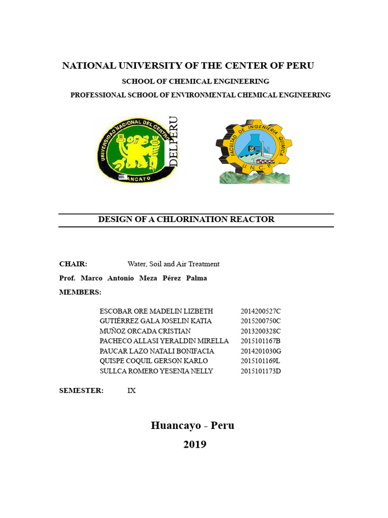 Chlorination Reactor - Air, Water and Soil Treatment | PDF | Chemical ...