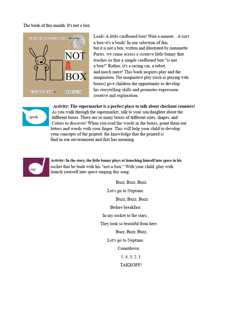 Activities For It's Not A Box | PDF