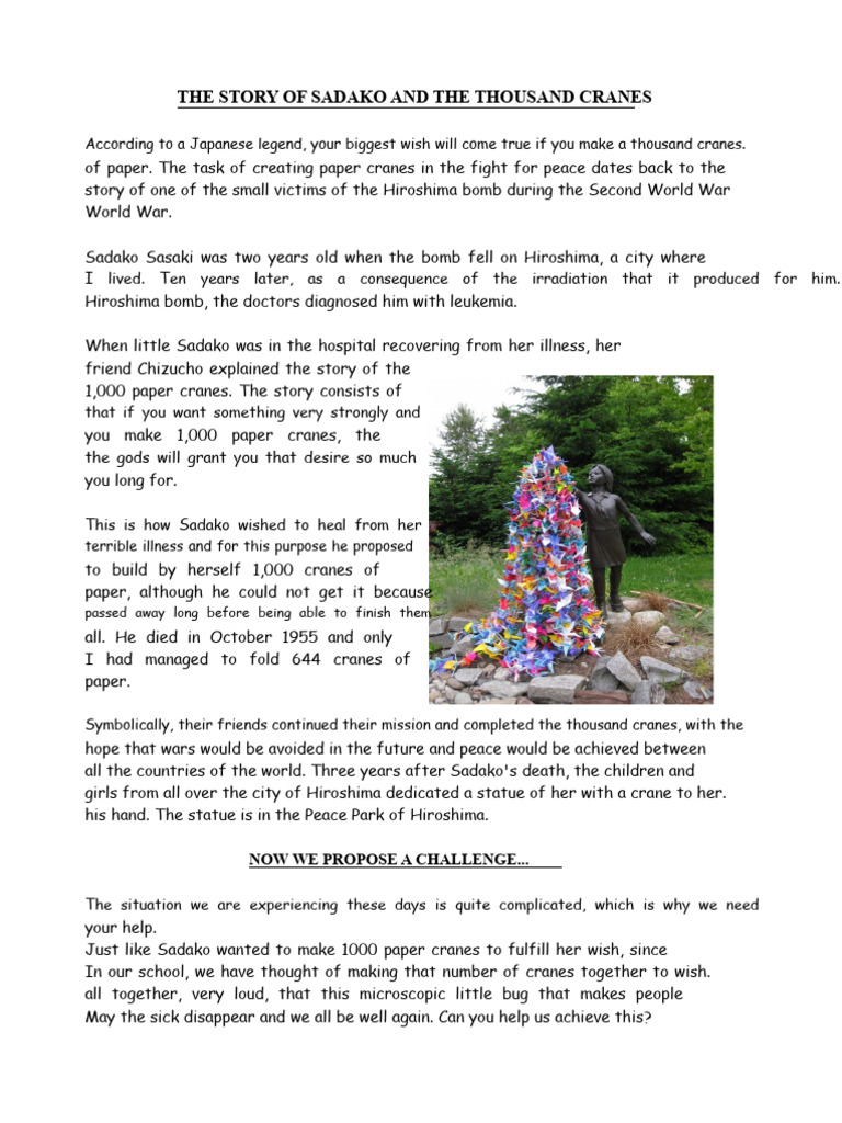 Sadako's Legacy: 1000 Cranes Challenge | PDF | Paper Folding | Origami
