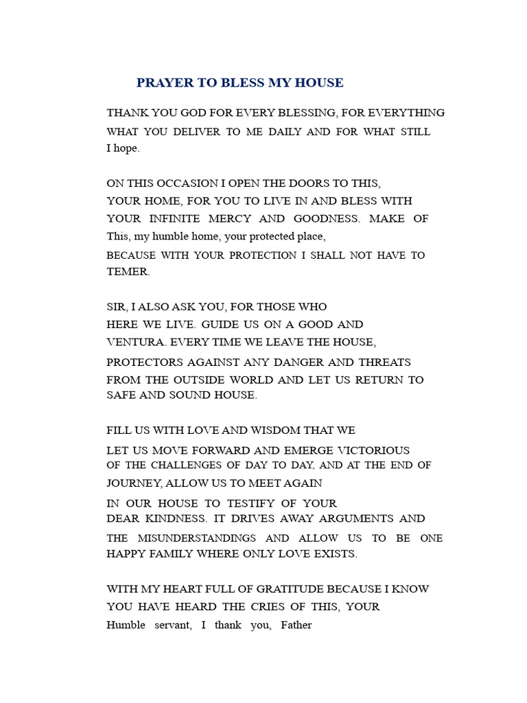 Prayer To Bless My House | PDF