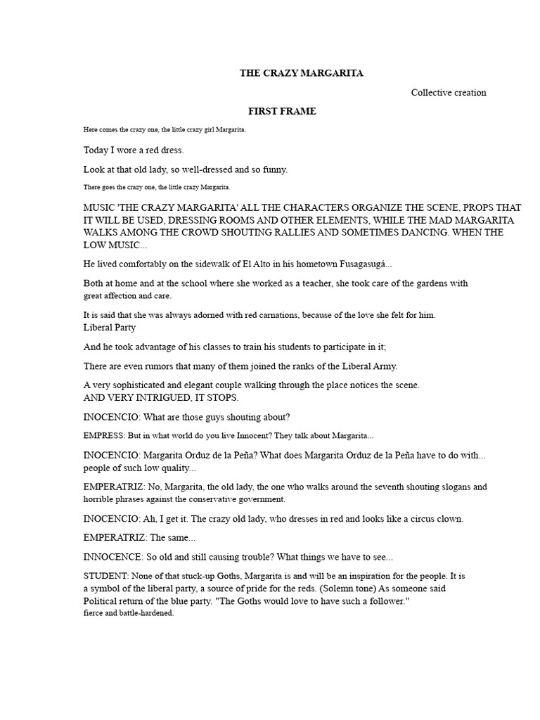 The Crazy Margarita - Script | PDF