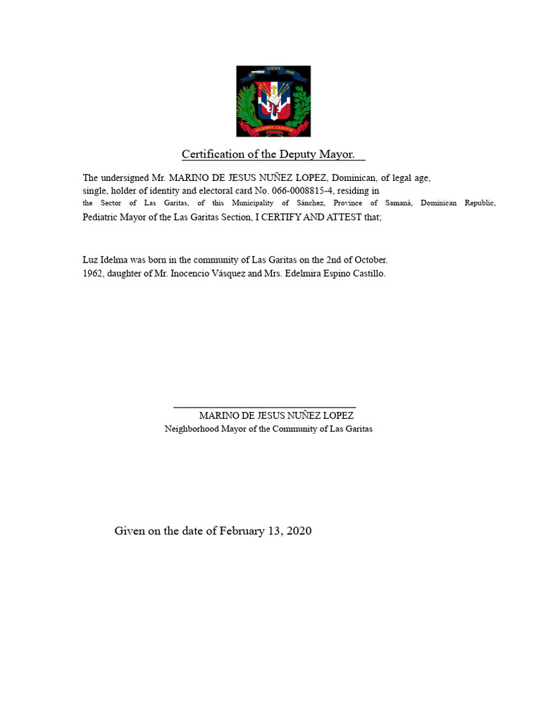 Certification of Pedestrian Mayor | PDF
