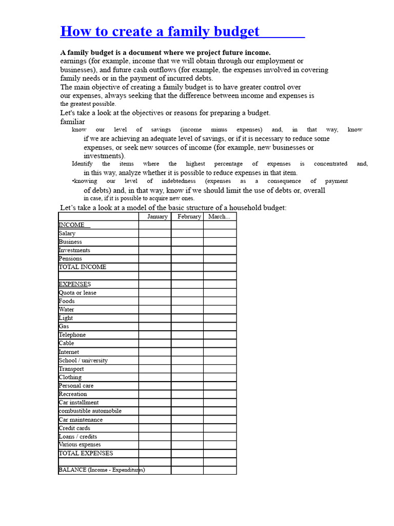 How To Make A Family Budget | PDF | Expense | Budget