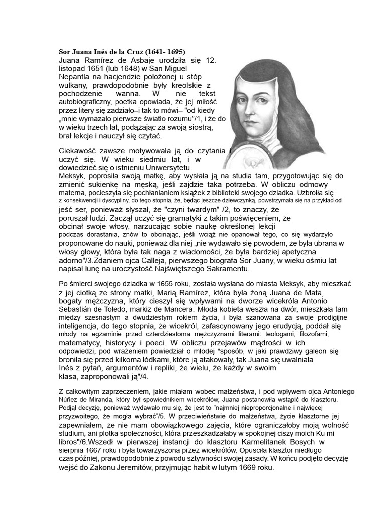 Biografia Sor Juana Ines de La Cruz | PDF