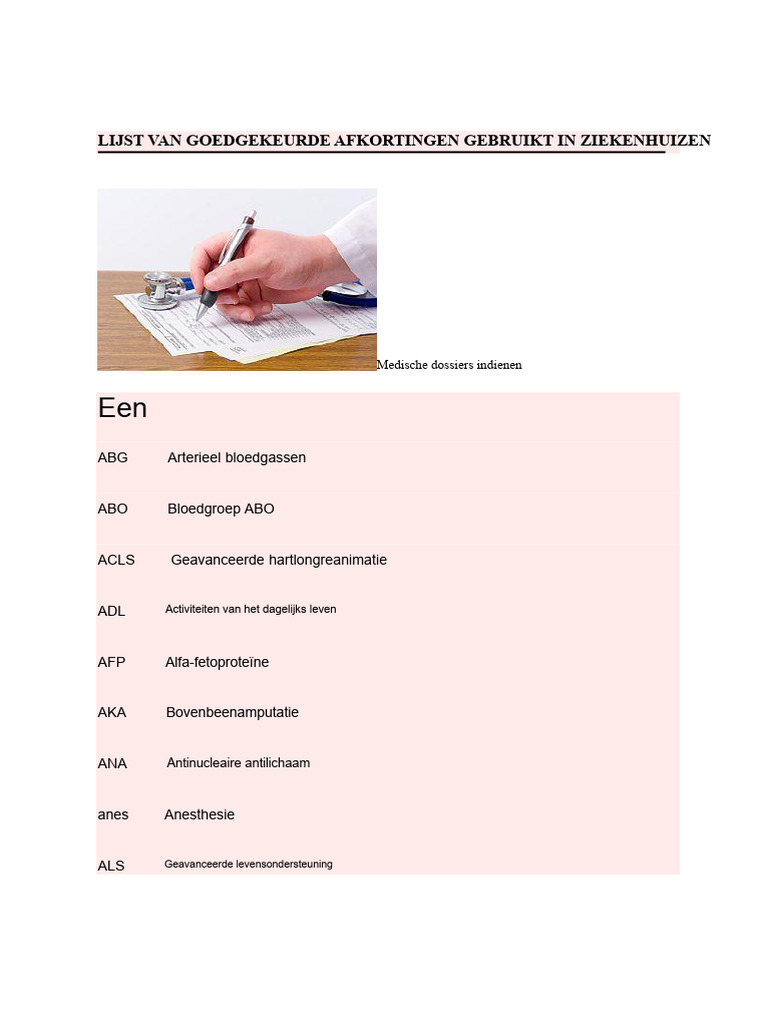 Gezondheidszorg Afkortingen | PDF