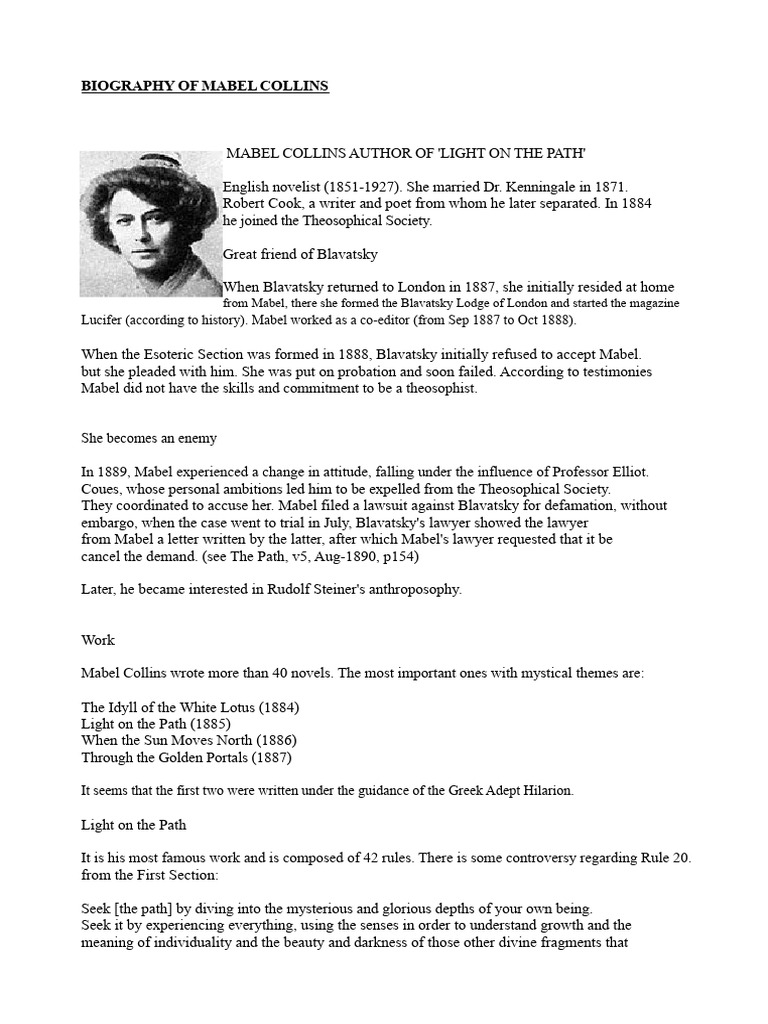 Mabel Collins: Theosophist and Author | PDF | Helena Blavatsky | Theosophy
