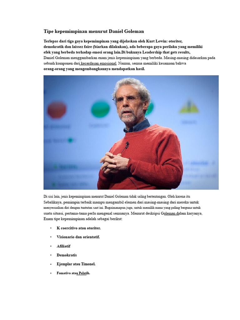 Tipe Kepemimpinan Menurut Daniel Goleman | PDF