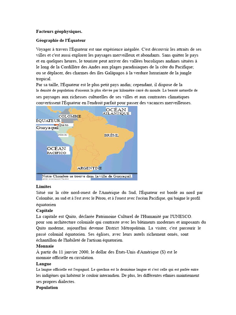 Géographie de L'équateur | PDF | Équateur | Andes