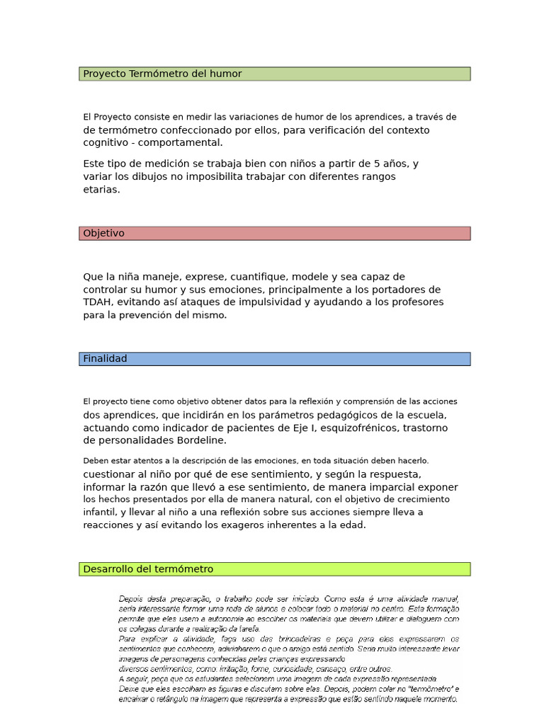 Proyecto Termómetro Del Humor | PDF