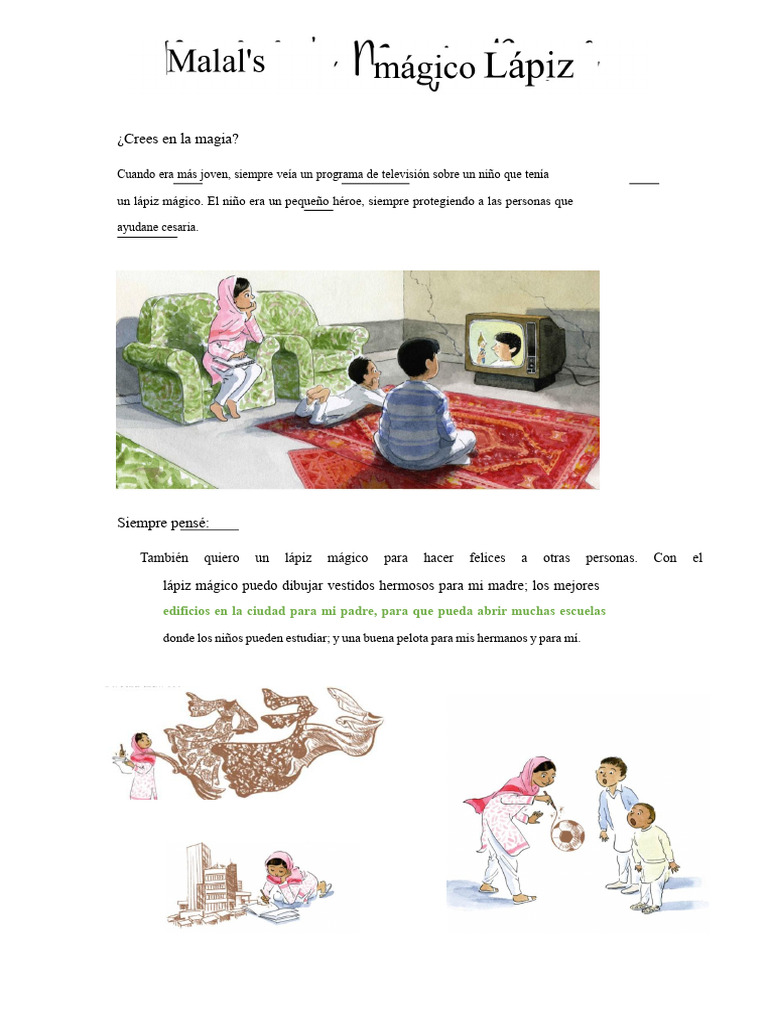 El poder del lápiz mágico de Malala | PDF
