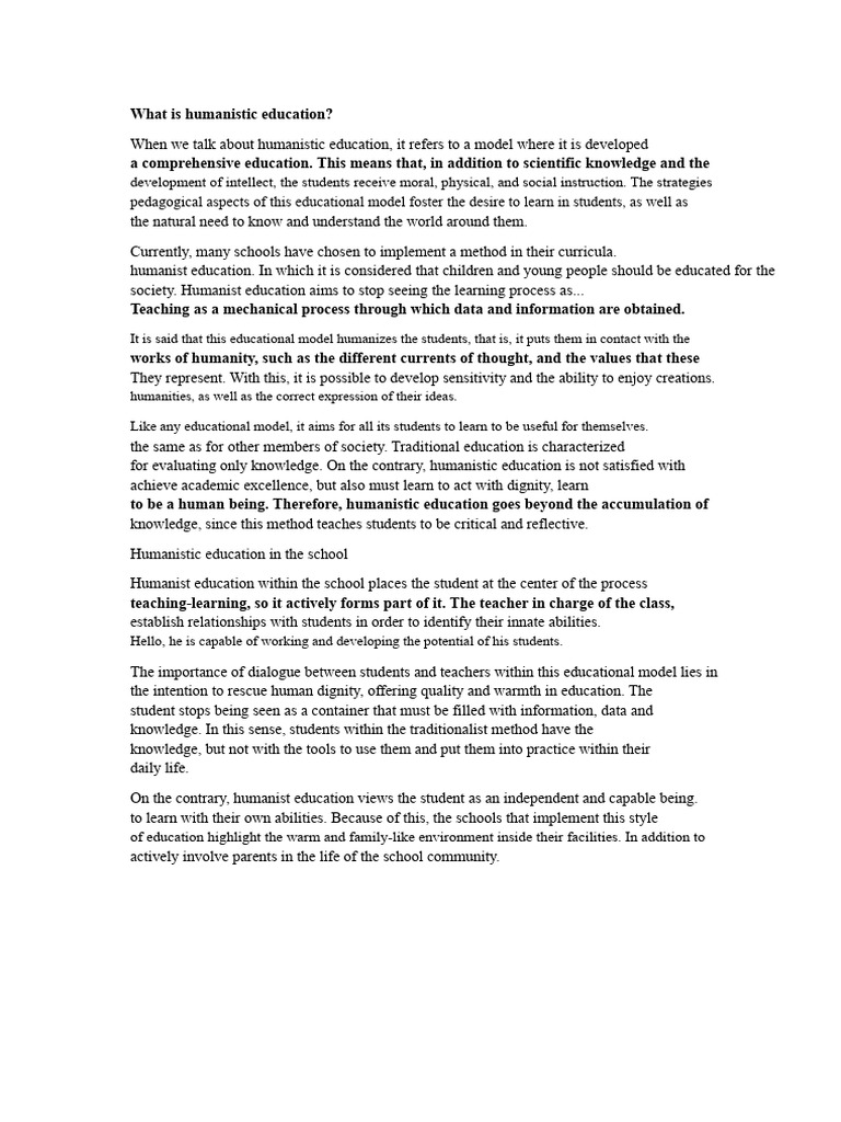 Understanding Humanistic Education Model | PDF | Learning | Humanism