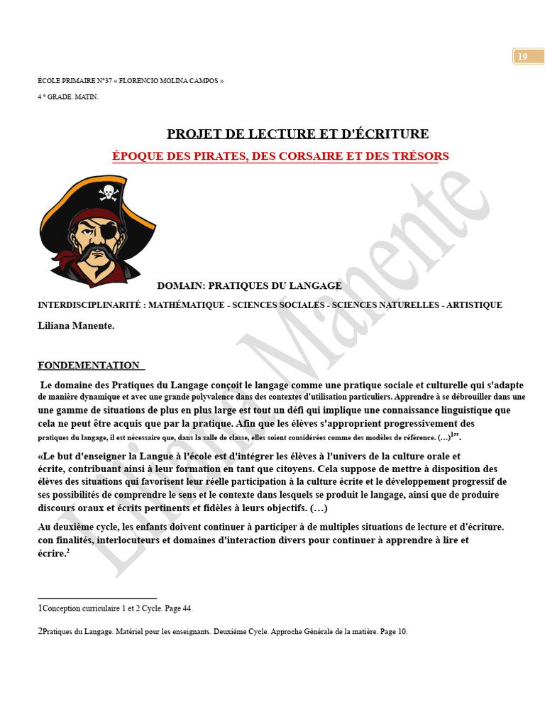 Projet de Lecture : Pirates et Trésors | PDF | Science | Bibliothèques