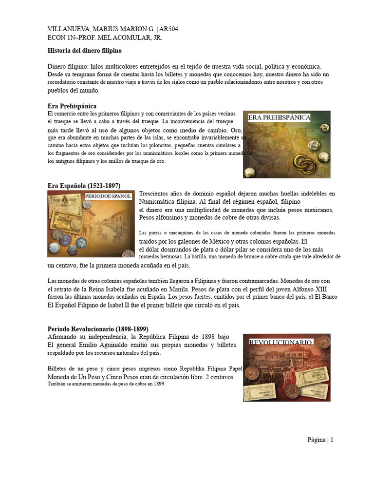 Historia Del Dinero en Filipinas | PDF | Billete de banco | Moneda