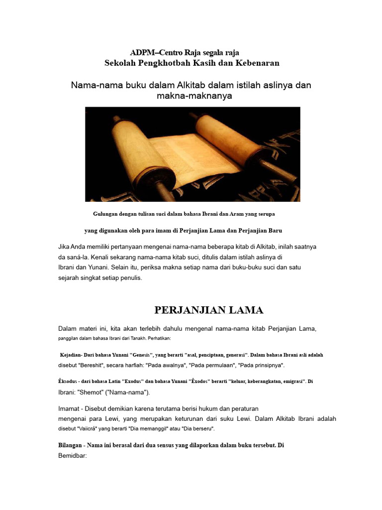 Nama-nama Kitab Alkitab dan Maknanya | PDF
