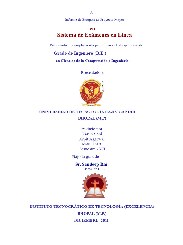 Formato de Sinopsis Del Proyecto | PDF | Servidor SQL de Microsoft ...
