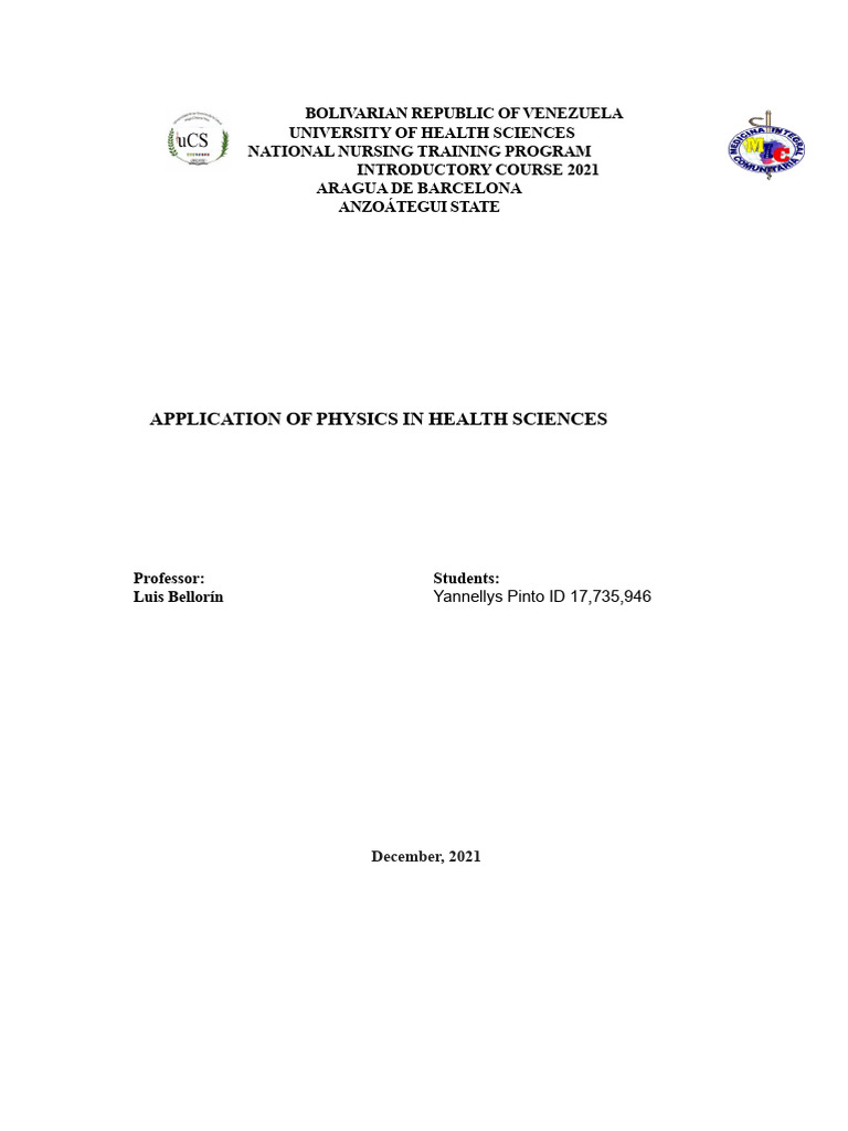 Application of Physics in Health Sciences | PDF | Medical Physics ...