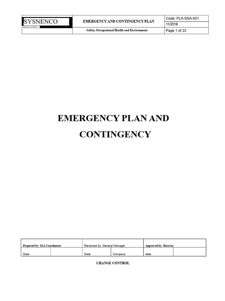 (PLAN-SSA-001) Emergency and Contingency Plan. Rev. 0 14082019 For ...