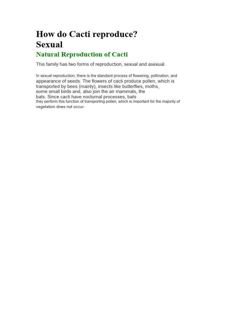 How Cacti Reproduce | PDF