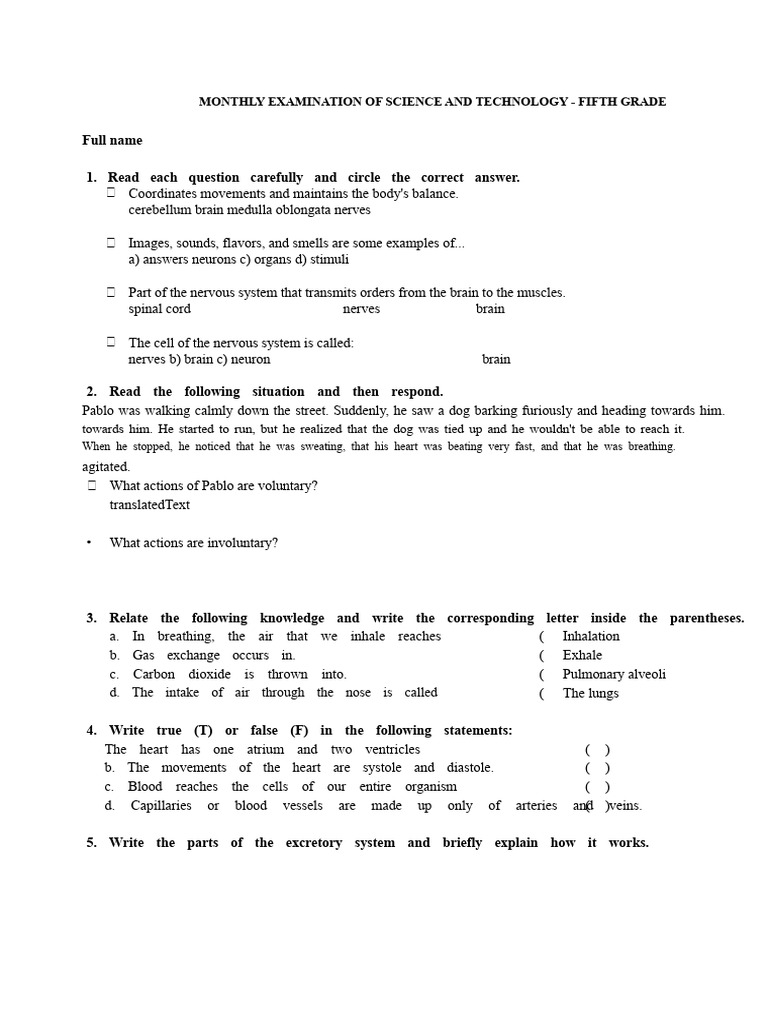 Monthly Science and Technology Exam | PDF
