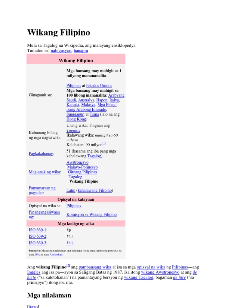 Wikang Filipino | PDF