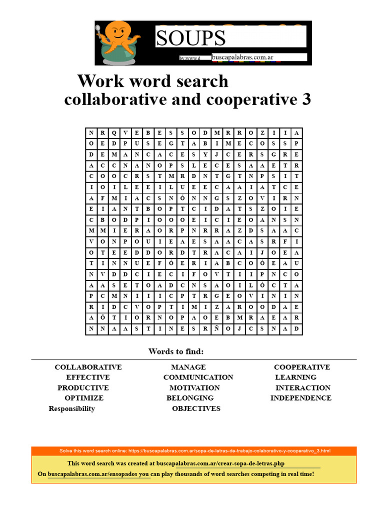 Collaborative and Cooperative Work Word Search - 3 | PDF | Learning ...