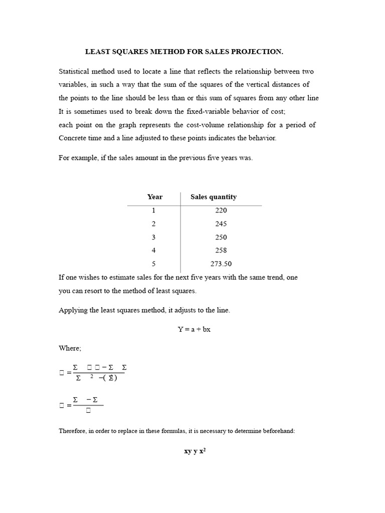 Method of Least Squares For Sales Projection | PDF | Least Squares | Errors And Residuals