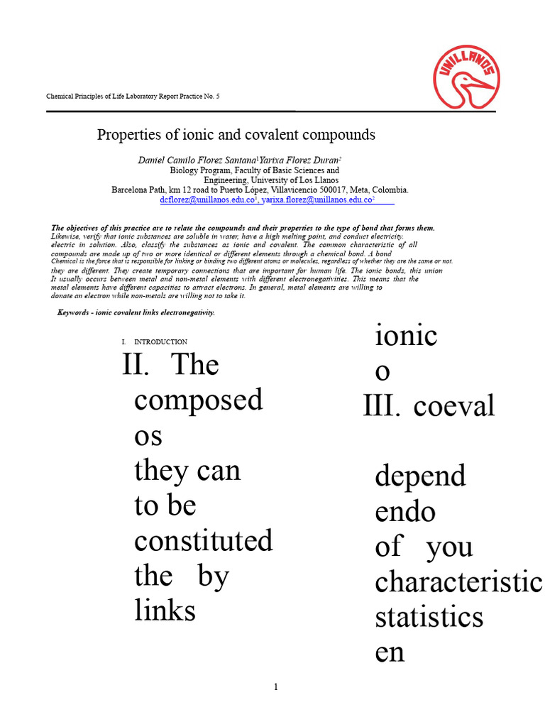 Ionic vs Covalent Compounds Properties | PDF | Chemical Bond | Ionic ...