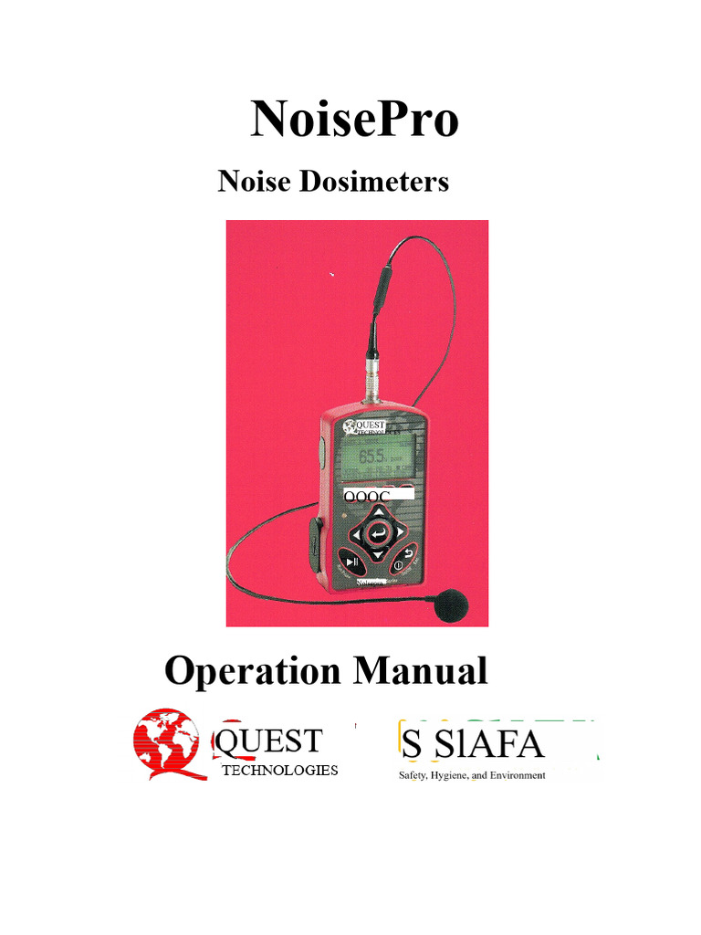 NoisePro Dosimeter Operation Manual | PDF | Noise | Calibration