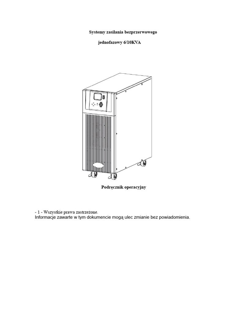 Podręcznik UPS MEMO 10 KVA | PDF