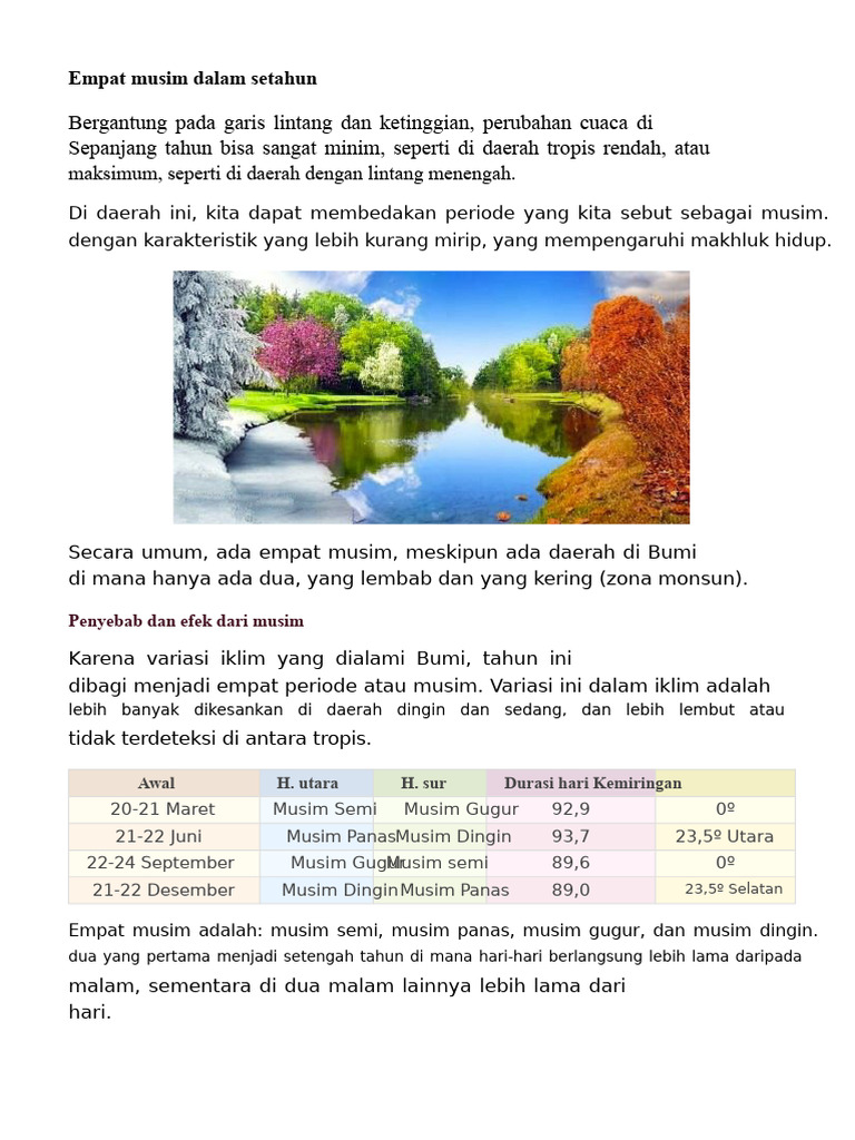 Pembagian Empat Musim di Dunia | PDF